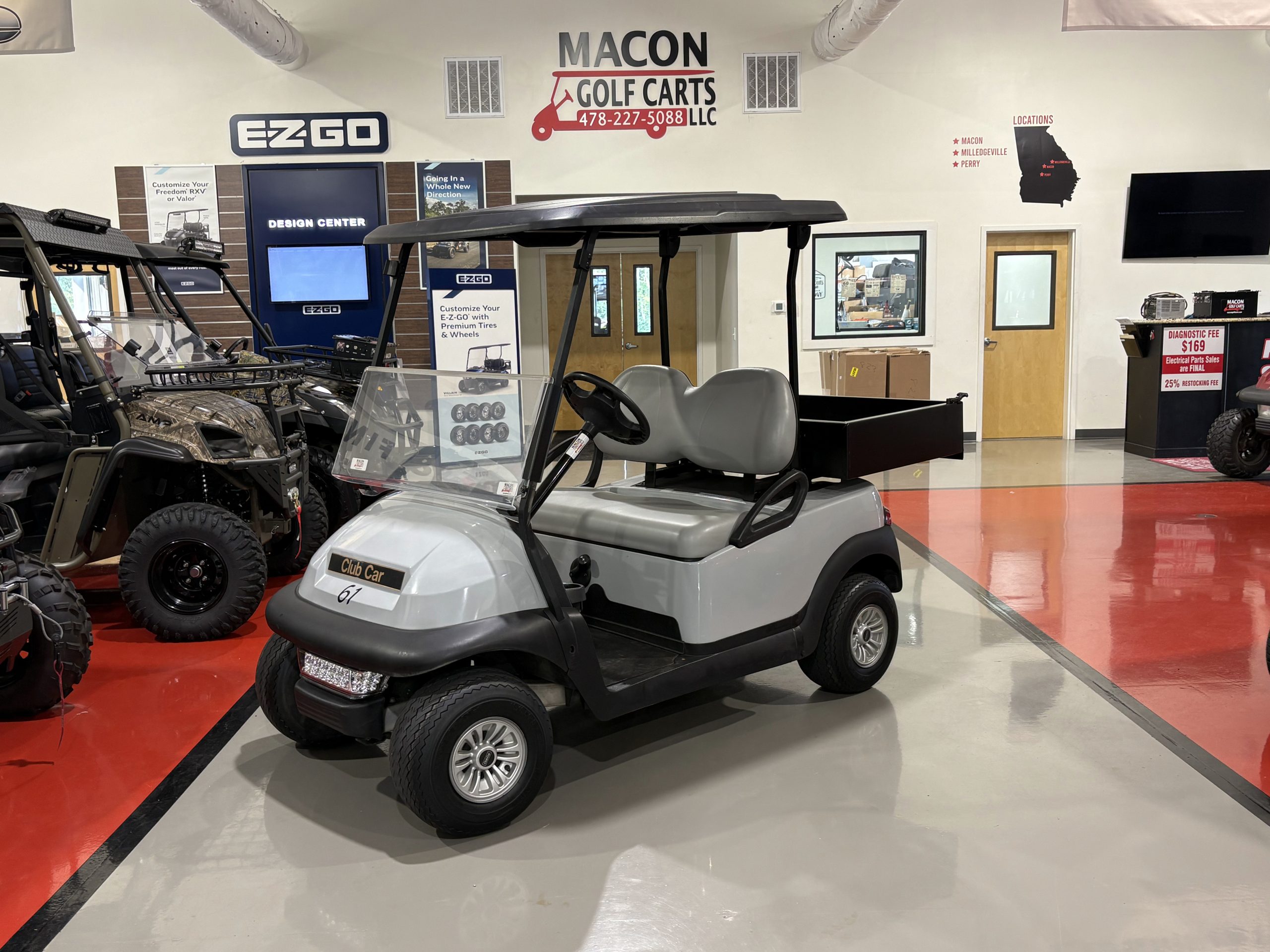 2018 Club Car EFI Gas 2-Passenger Utility Bed - Gray - Macon Golf Carts